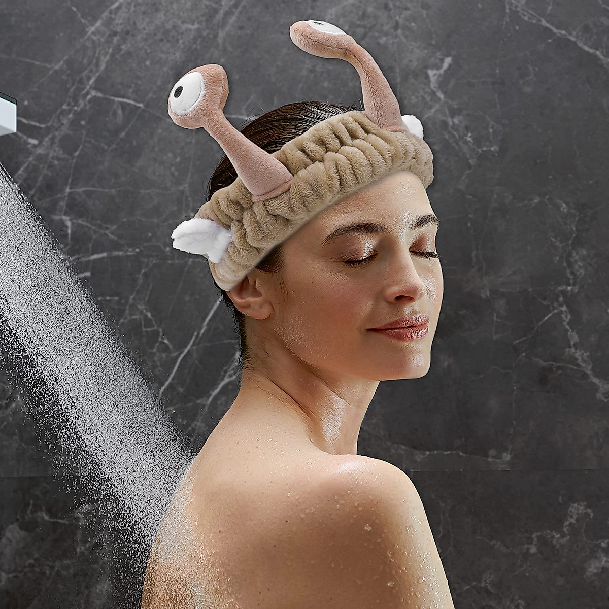 Hofar Face Wash Headband Hairband with Palm and Snail Coral Fleece Cartoon Cute Creative Hair Accessories