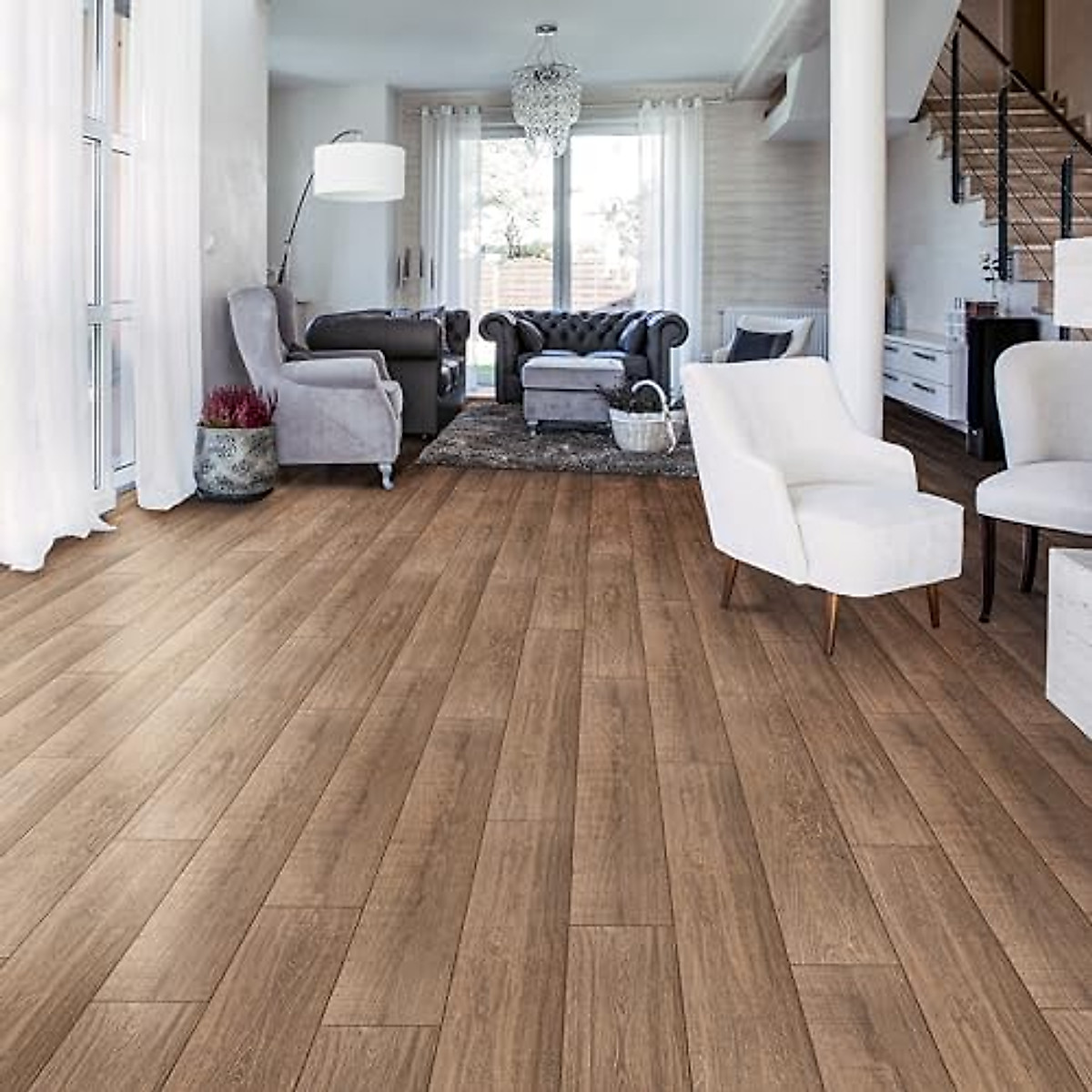 MSI Rutledge 20MIL Luxury Vinyl Flooring, Rigid Core Planks, LVT Tile, Click Lock Floating Floor, Waterproof LVT, Wood Grain Finish, Sample, Walnut Hill Brown