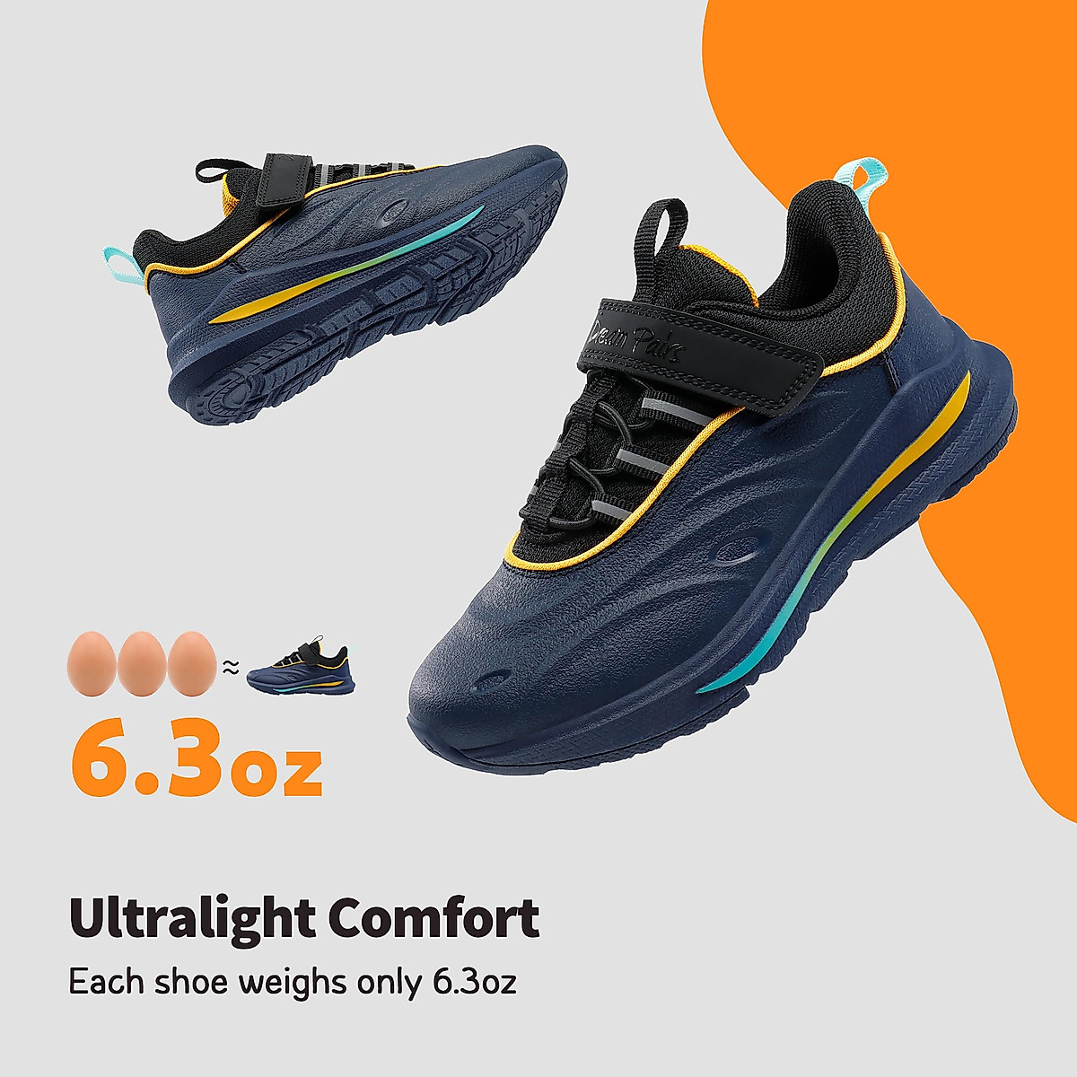 DREAM PAIRS Boys Girls Shoes Kids DuraPlay Tennis Running Athletic Protective Walking Sneakers for Little/Big Kid,Size 5 Big Kid,Dark Blue/Black,SDRS2335K