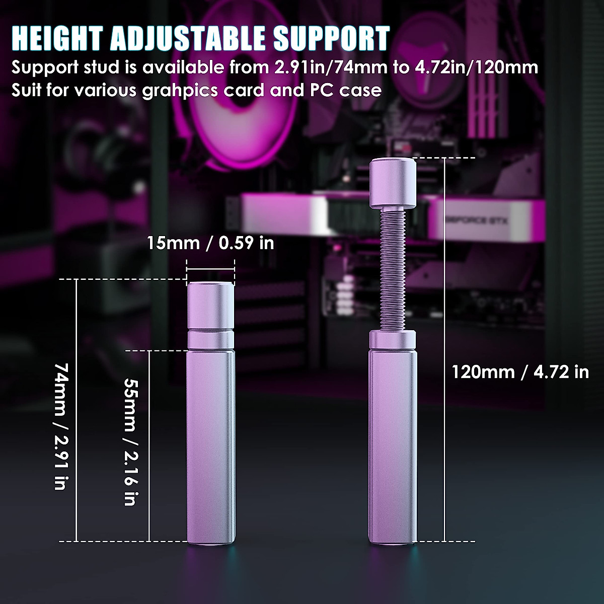 HONKID GPU Support Bracket Graphics Card Sag Brace, Universal VGA Graphics Card Stand Holder with Magnet and Rubber Pad,White