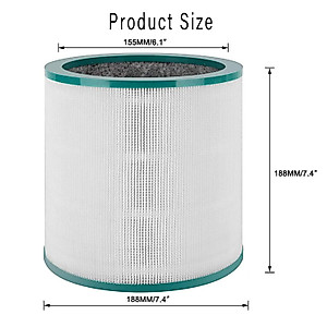 Amalfy 2 Pack of 360° Glass HEPA Filter Replacement Compatible with Dyson Pure Cool Link TP01/TP02 Purifying Tower Fan, Dyson Pure Cool Me BP01 Personal Purifying Fan