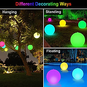 Solar Floating Pool Lights, 14" Pool Lights That Float with RGB Color Changing Inflatable Waterproof Solar Pool Lights for Swimming Pool Hangable Solar Pool Balls for Beach Garden Pathway (2 Pack)
