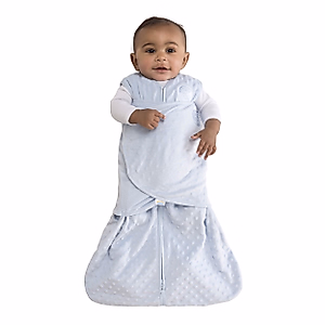 HALO Sleepsack Swaddle, 3-Way Adjustable Wearable Blanket, TOG 3.0, Velboa, Blue Plush Dots, Small, 3-6 Months