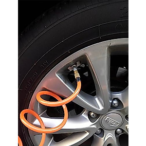 SANFU (PU) Polyurethane Reinforced 1/4”ID(6.3 x 9.8mm) x 100ft, Air Hose with 1/4-Inch Swivel Solid Brass Quick Coupler and Plug, Transparent Orange(100’)
