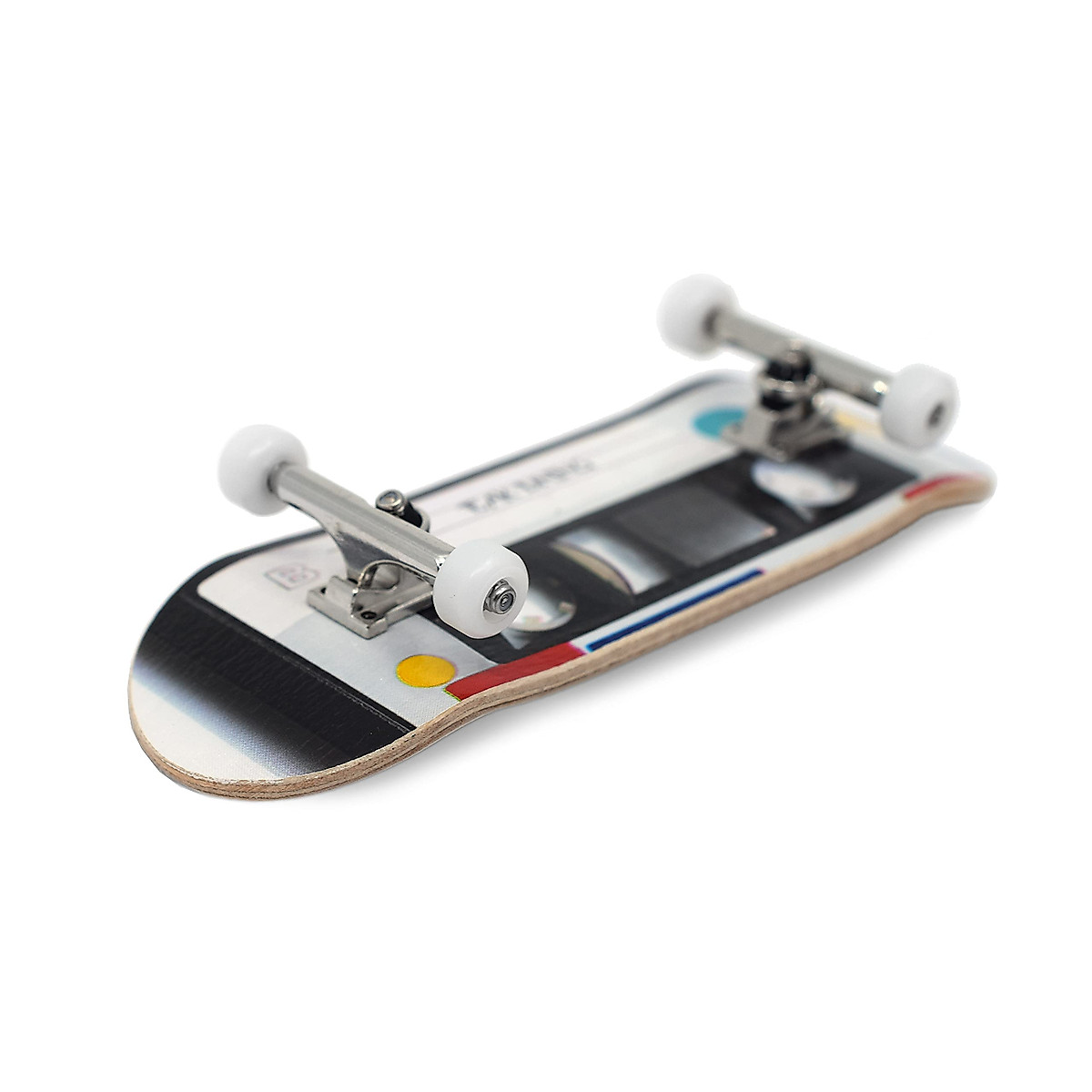 Teak Tuning 32mm Pro Fingerboard Heat Transfer Graphic Complete - Fully Assembled with Pro Level Parts - Pro Shaped Wood Deck (34x97mm), UltraSpin Wheels, Prodigy Trucks - Cassette Tape