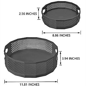 YEAVS 2 Pack Spinning Lazy Susan Turntable, Deep Plastic Spice Condiment Holder Makeup Organizer Multifunctional for Kitchen Fridge Bathroom Counter Top (Black)
