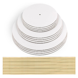FromJennWithLove Cake Cardboard Rounds - Includes 8", 10", 12" Cake Boards with 12" x 0.25" Bamboo Dowels, Tier Cake Stacking Kit, Cake Dowels for Tiered Cakes, Cake Decorating Supplies