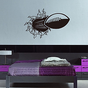 BIBITIME Rugby Break Through Wall Sticker American Football Wall Decals Vinyl Art Mural for Sport Fans Boys Bedroom Living Room