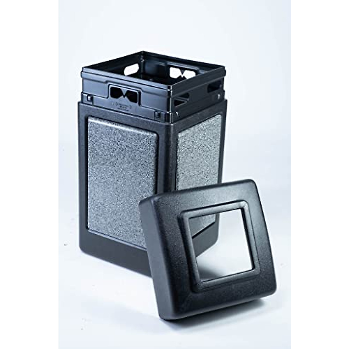 Commercial Zone-720313 StoneTec Open-Top 42-Gallon Square Waste Container - Black