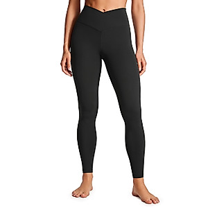 CRZ YOGA Womens Butterluxe Crossover High Waist Workout Leggings 28" - Criss Cross Full Length Gym Lounge Athletic Yoga Pants Black Small