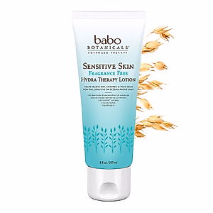 Babo Botanicals Sensitive Skin Hydra Therapy Lotion - Fragrance-Free - Shea Butter, Oat, Jojoba Oil - For body & face - For all ages - Vegan