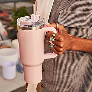 ALINK 10 Pack Silicone Replacement Straws for Stanley 40 oz 30 oz Tumbler, 12 in Long Reusable Clear Straws for Stanley Cup Accessories, Half Gallon Jug, Plus 2 Cleaning Brush