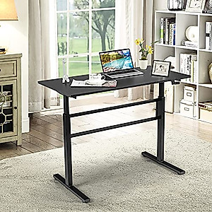Tangkula Crank Adjustable Height Standing Desk, Manual Sit Stand Desk, Hand Crank Stand Up Desk Workstation for Home Office (Black)