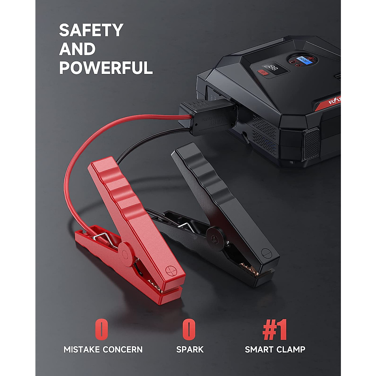 Car Jump Starter with Air Compressor, 2500A Peak 24000mAh Portable Jump Starter Car Battery Charger Moto Battery Booster Power Pack (All Gas or 8.0L Diesel) Emergency Auto Battery Booster Pack