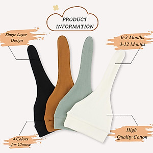 Newborn Hats for Boys Cotton Newborn Beanies Autumn Winter Infant Baby Girls Hat 0-12 Months (4PACK, S)