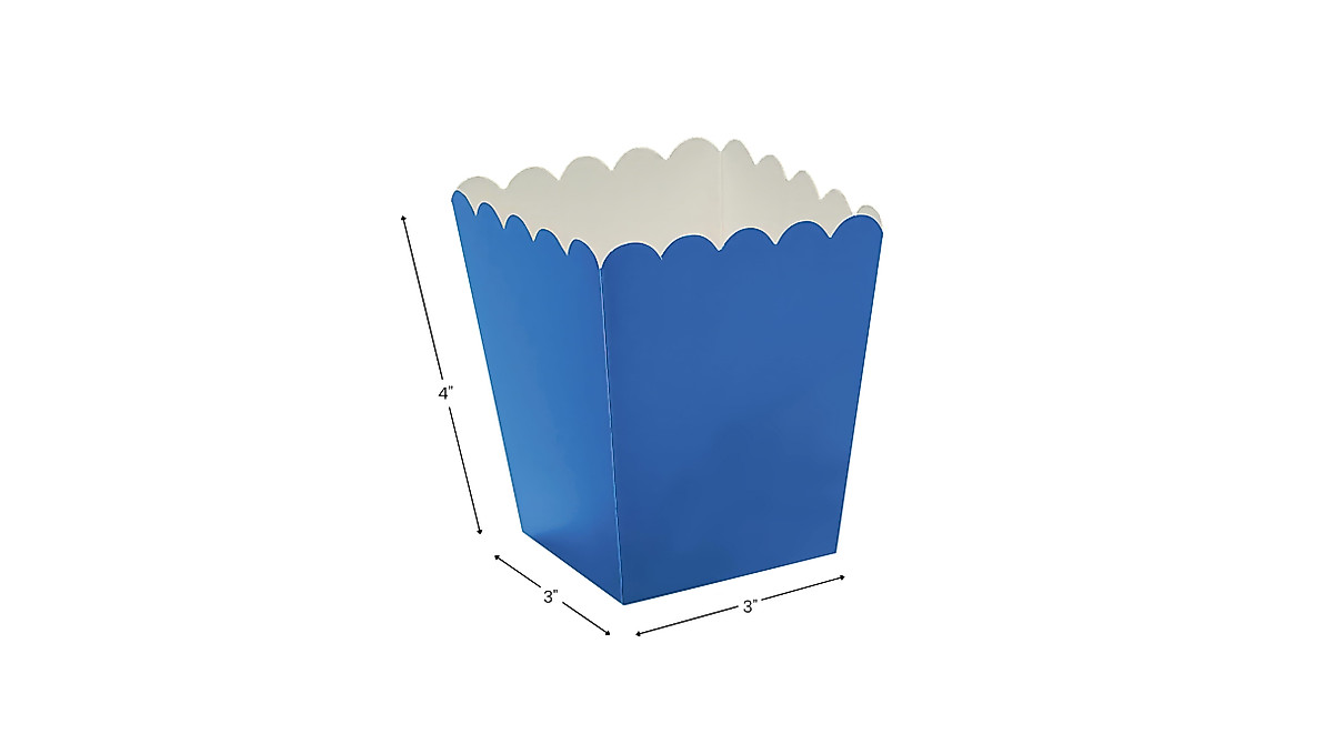 Mini Blue Popcorn Boxes - 24 Stylish Party Supplies