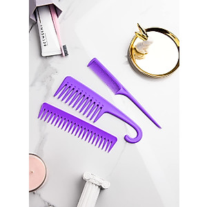 5 Pcs Hair Comb Set, Wide Tooth Detangling Comb,Large Shower Comb with Hook，Fine Tooth Rat Tail Comb Professional Styling, No Handle Women Brush For Curly, Wet, Dry, Long and Thick Hair.