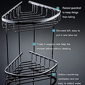 ThinkTop Corner shower Caddy, Bathroom Triangle Dual Layer shower shelves Wall Mount Large Capacity Save Space Rustproof Solid Brass Chrome Finished