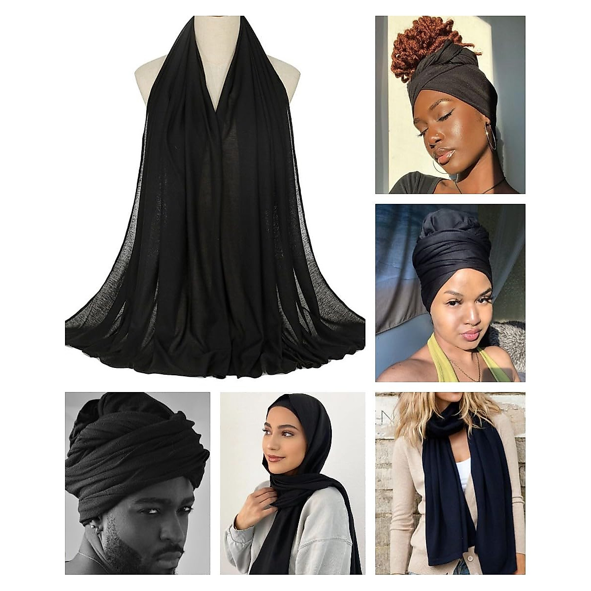 Harewom 4PCS Turban Head Wraps for Black Women African Hair Wraps Stretchy Headwraps Head Scarf for Women with Braids