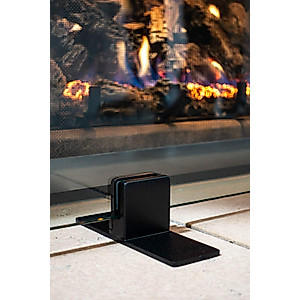 AMS Fireplace - Glass Screen Stainless Steel Bracket/Feet - Glass Hardware Holds 3/8" - 1/2" Thickness – Black Color for Fireplace Glass Protector Helps Glass Stand Up for Safety in Your Home
