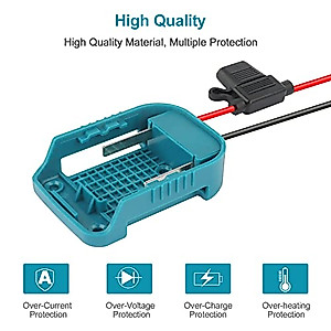 ZLWAWAOL 2 Pack Power Wheel Adapter with Fuse & Switch, Battery Adapter for Makita 18V Lithium Battery, with 16 Gauge Wire,Power Convertor for DIY Ride On Truck,RC Toys,Robotics and Work Lights