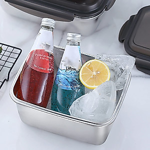 3 Pack 304 Stainless Steel Large Food Storage Container with Lids Airtight Metal Food Containers Stackable Meal Prep Leftover Containers for Freezer Fridge Oven Dishwasher Safe (Size : 850ML)