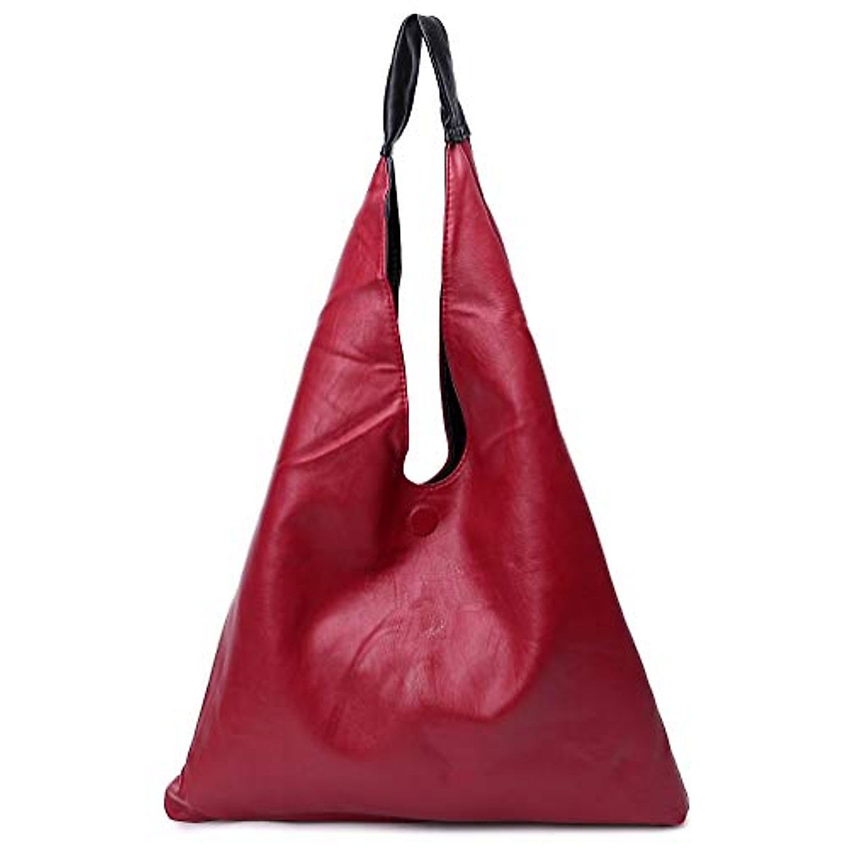 Lola Mae Soft Reversible Hobo Bag for Women, Large Shoulder Bag 2 Pcs Set with Crossbody (Black/Red)