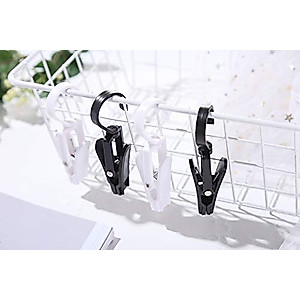 Super Strong Plastic Family Travel Rotating Hanging Laundry Hook, Clothespin, hat Clip-4.3 inches (White) 10PCS