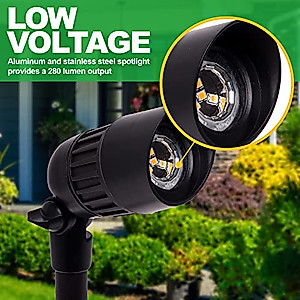 GreenLighting Low Voltage Outdoor Lights - 280 Lumen Modern Spotlights - Walkway Lights, Garden Lights, Lawn or Landscape Lighting - Waterproof and Rust-Resistant (Black, 6 Pack)