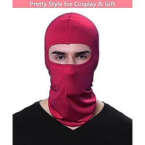 Balaclava Ski Mask Head Mask Full Face Mask Windproof Face Cover Sun UV Protection Scarf Men Women Outdoor Sport Cycling Cap (Dark Red)