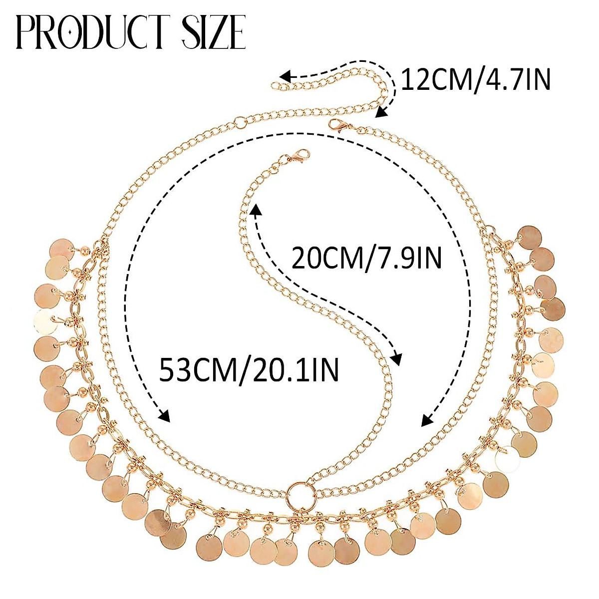 Aukmla Sequin Boho Head Chain Jewelry Gold Headpiece Hair Chains Festival Costume Headband Hair Accessories for Women and Girls