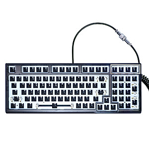 Gk98 RGB Mechanical Keyboard DIY Kit Hot-Swappable Three-Mode Wired 2.4g BT5.0 Custom Keyboard Compatible with Akko, Cherry Mx, Gateron, Kailh Mechanical Axis (Transparent Black)