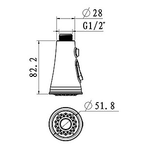 Heouty Multi Functions Replacement Head for Kitchen Faucets, Oil Rubbed Bronze G 1/2 Shower Head for Kitchen Faucet, Oil Rubbed Bronze Finished,kitchen faucet head replacement