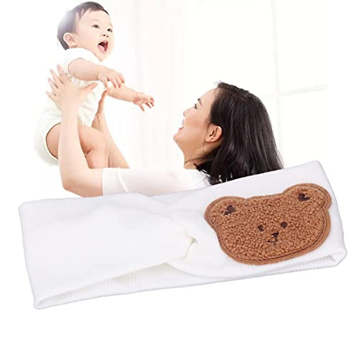 Baby Girls Headbands, Infant Headbands Cute Cartoon Bear Cotton Allmatch for Daily Home Photography (White)