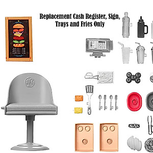 Replacement Parts for Fresh 'n Fun Food Truck Barbie Doll Playset - GMW07 ~ Replacement Cash Register, Sign, Trays and Fries