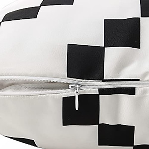 JASEN Outdoor Waterproof Boho Throw Pillow Covers, Black and White Geometric Decorative Pillow Cases for Patio Garden, Set of 2 18X18