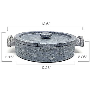 Cookstone 2.4 quarts saute pan and braiser | Handcrafted from a block of pure soapstone | Unique, durable and eco-friendly | Non-toxic and Non-stick | One time seasoning |THE GREEN ALTERNATIVE TO CAST