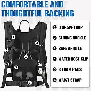 SHARKMOUTH Tactical Molle Hydration Backpack - Small Military Hydration Pack with 2L Water Bladder - Insulated Water Backpack for Hiking Running