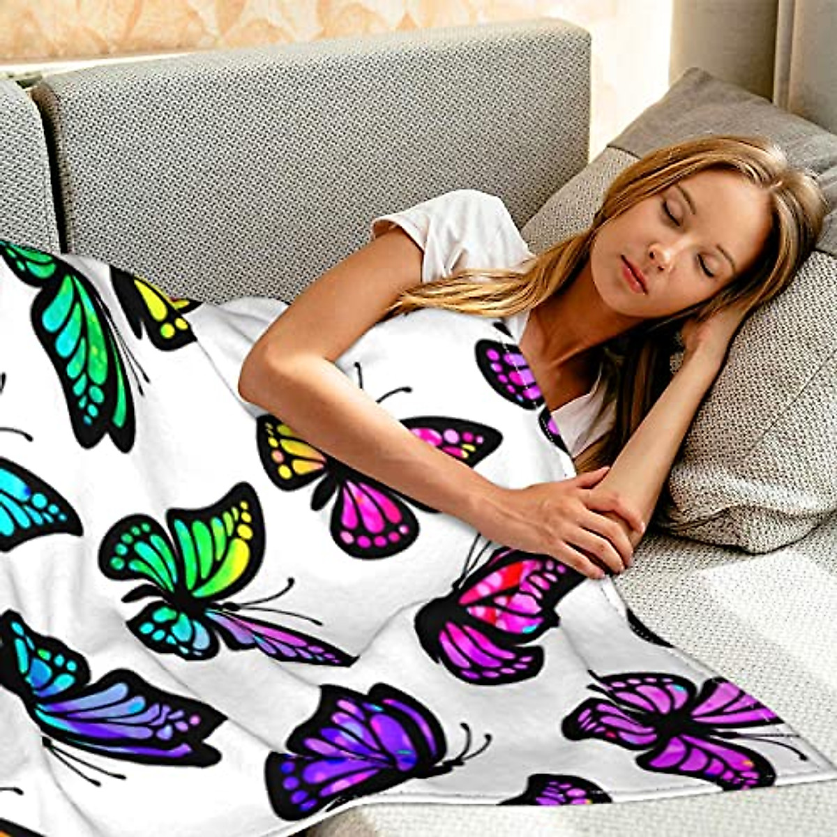 XeaGiasy Butterfly Blanket Cute Butterflies Throw Blankets Living Room Decor Bed Bedding Gifts for Kids Girls Women Adults 50"X40"