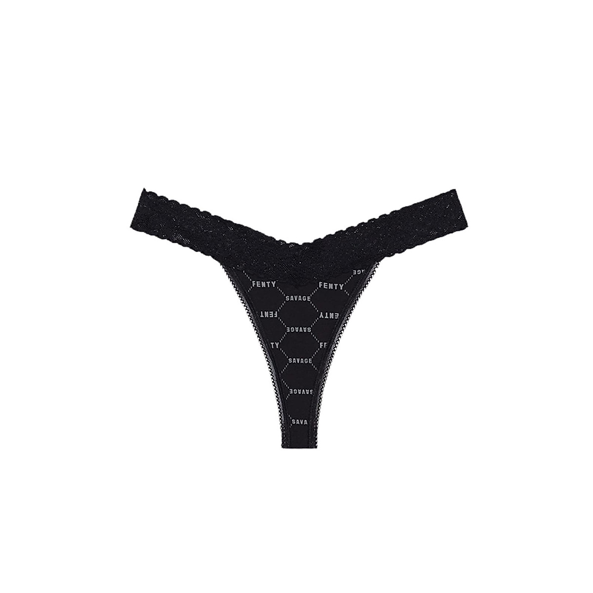 Savage X Fenty, Women's, Cotton Essentials Thong, Minimal coverage, Cotton, Low-rise, Black Caviar Logo Print, M