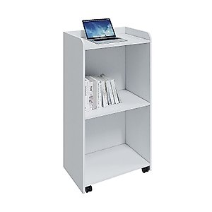 Panana Podium Stand - Hostess Stand with Wheels, Portable Podium Stand Reception Desk with Adjustable Shelf, Pulpits for Churches, Mobile Lectern Podium for Conference, Auditorium, Classroom, White