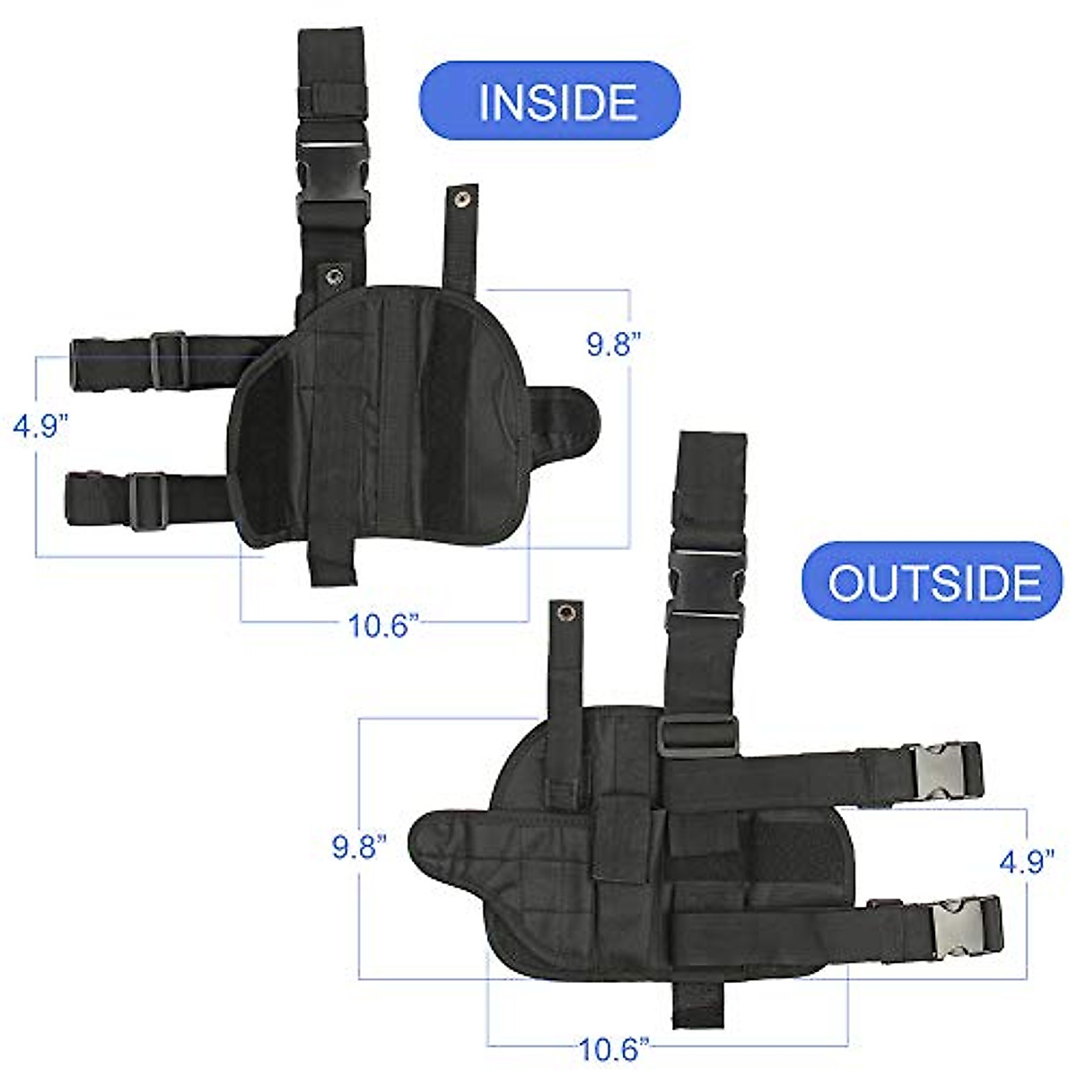 Nehostertfy Adjustable Leg Holster, Black Tactical Thigh Holster for Pistols, Drop Leg Holster Right Hand