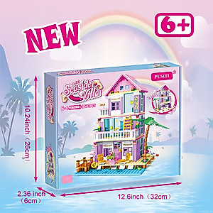 PUSITI Girls Building Blocks House Toys 573 Pieces Seaside Villa Friends Cottage Building Set Beach Villa Educational toys Girls Holiday Cottage Construction Bricks Toys