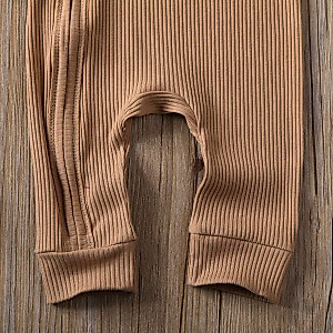 iddolaka Newborn Baby Boy Girl Long Sleeve Zipper Romper Bodysuit Jumpsuit Playsuit One Piece Outfit Fall Winter Clothes(Z-Long Sleeve Fall Romper Khaki, 0-3 Months)