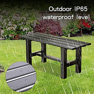 TECSPACE 35 Inches Aluminum Outdoor Weatherproof Bench Backless, 330 LBS Bearing Capacity Garden Porch Bench, Black