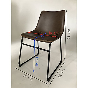 Roundhill Furniture Lotusville PU Leather Dining Chairs, Set of 2, Brown