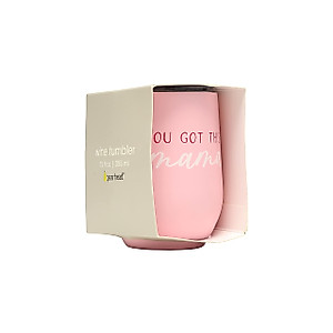 Pearhead You Got This Mama Stainless Steel Wine Tumbler with Press-In and Slide Locking Lid, Cute Motherhood Stemless Wine Glass Tumbler Mug, New Mom Accessory, 12oz