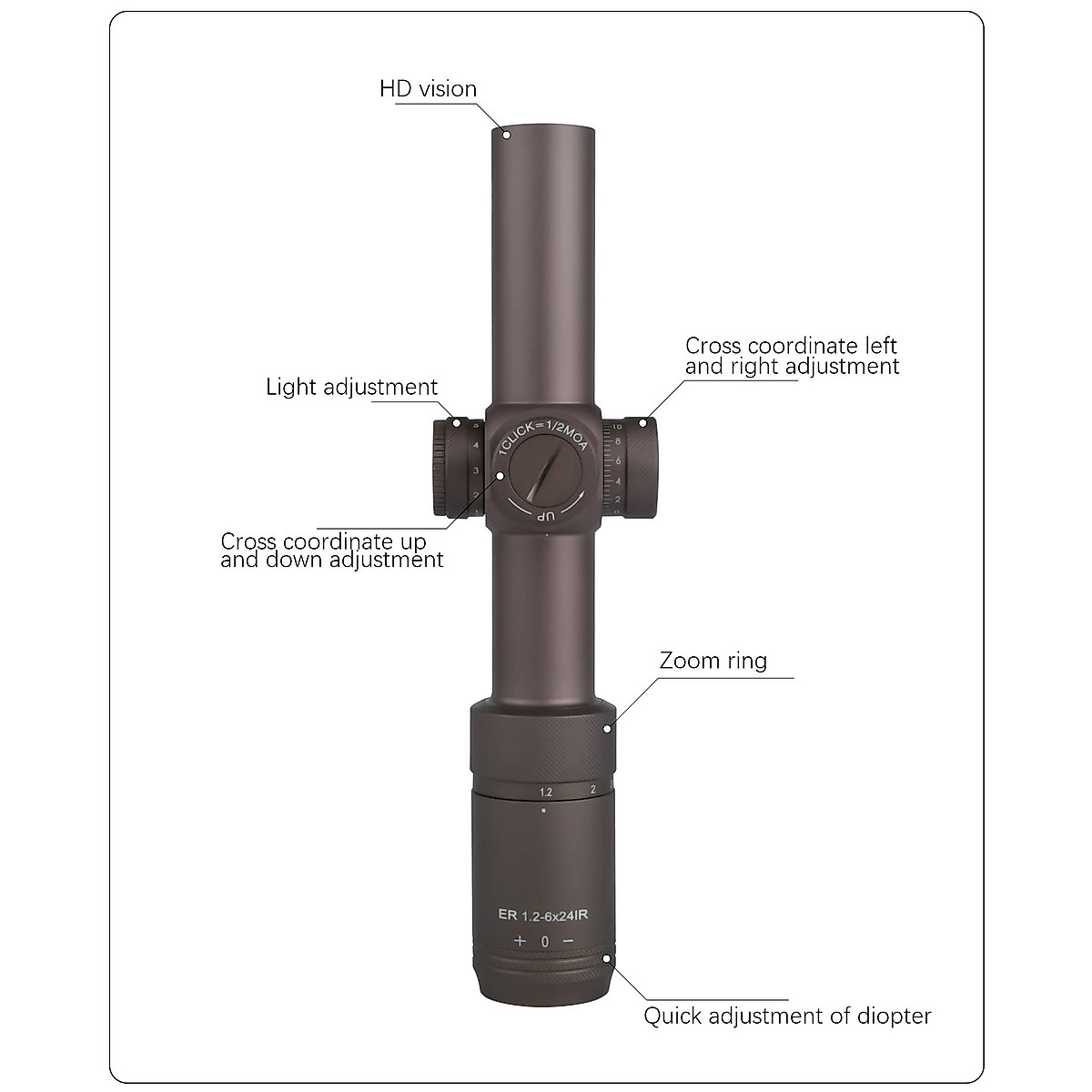 T-EAGLE Optics ER 1.2-6x24 IR SFP Hunting Riflescopes Second Focal Plane Rifle Scopes 30mm Main Tube