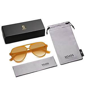 SOJOS Classic Polarized Aviator Sunglasses for Women Men, Retro Trendy Aviators Shades SJ2201, Orange/Gradient Yellow