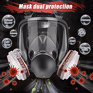 6800 Full Face Respirator Mask - Reusable Respirator mask, Gas Mask with 6001CN Activated Carbon Air Filter, Suitable for Painting, Dust, Epoxy resin, Chemicals, Organic Gas, Welding, Polishing